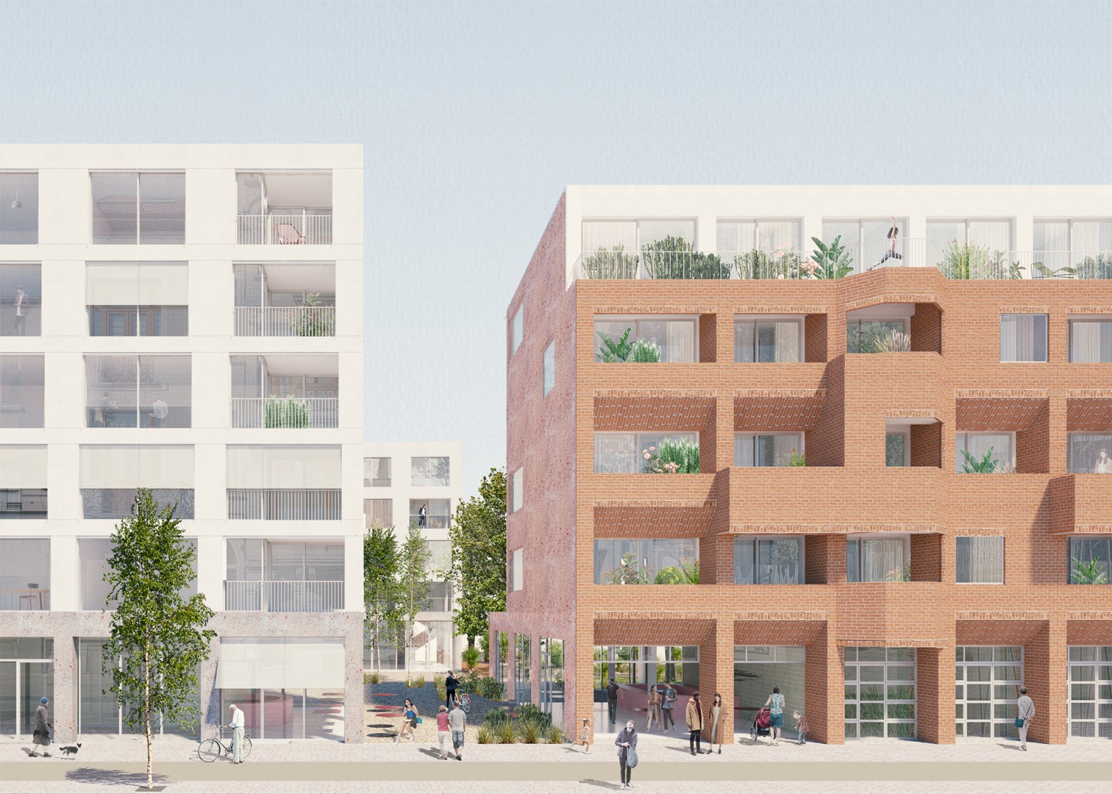 a set of apartment building